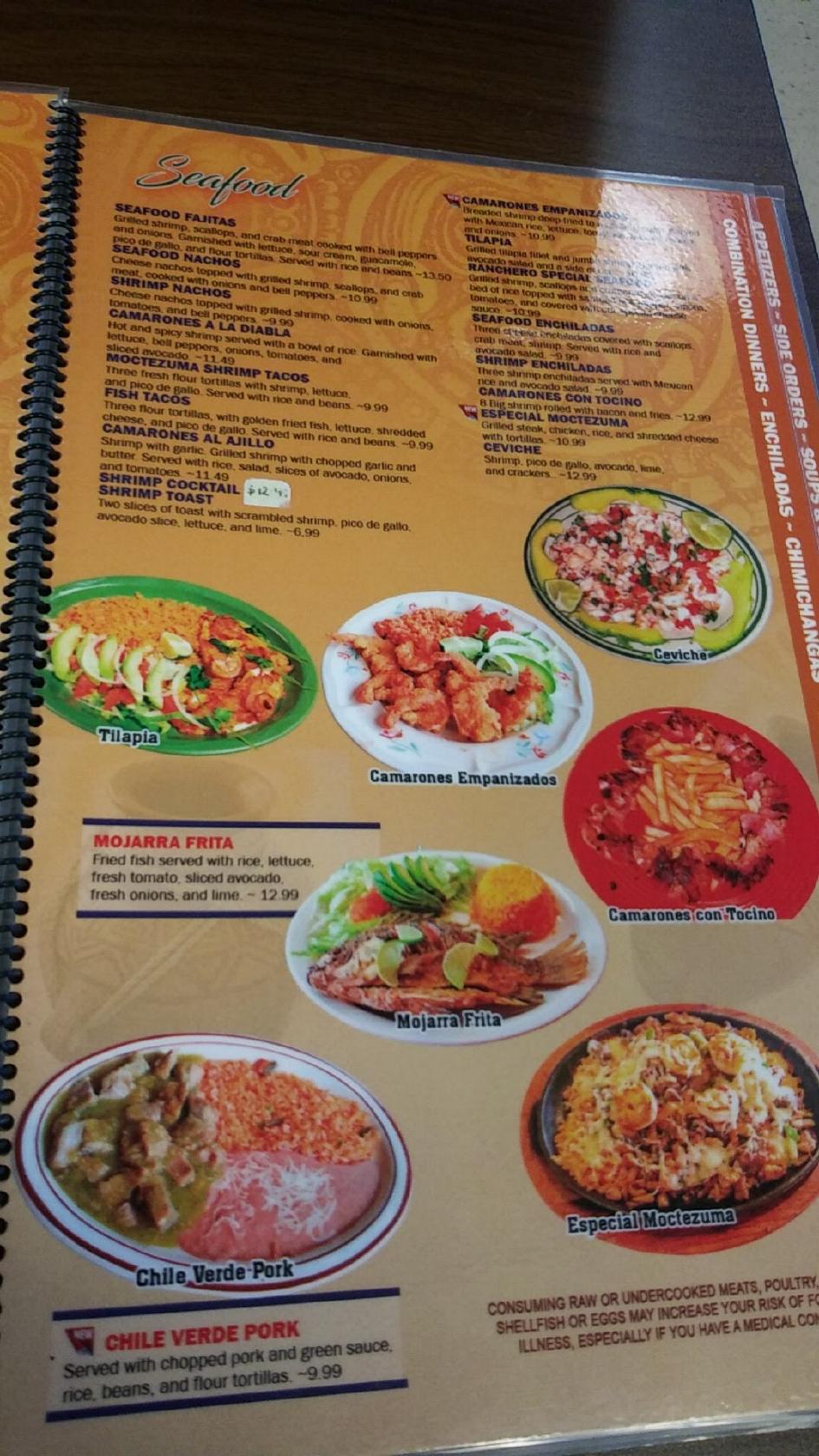 Menu at Moctezuma Grill 2 restaurant, Wynne
