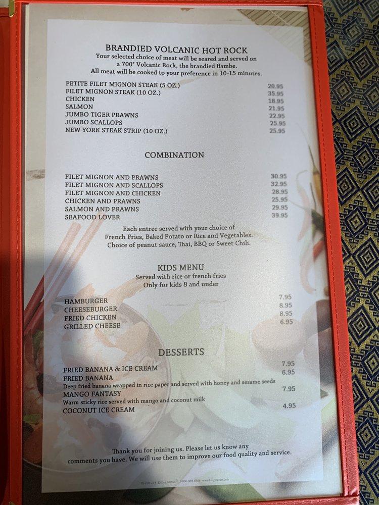 Menu at Andaman Healthy Thai Cuisine restaurant, Mount Shasta