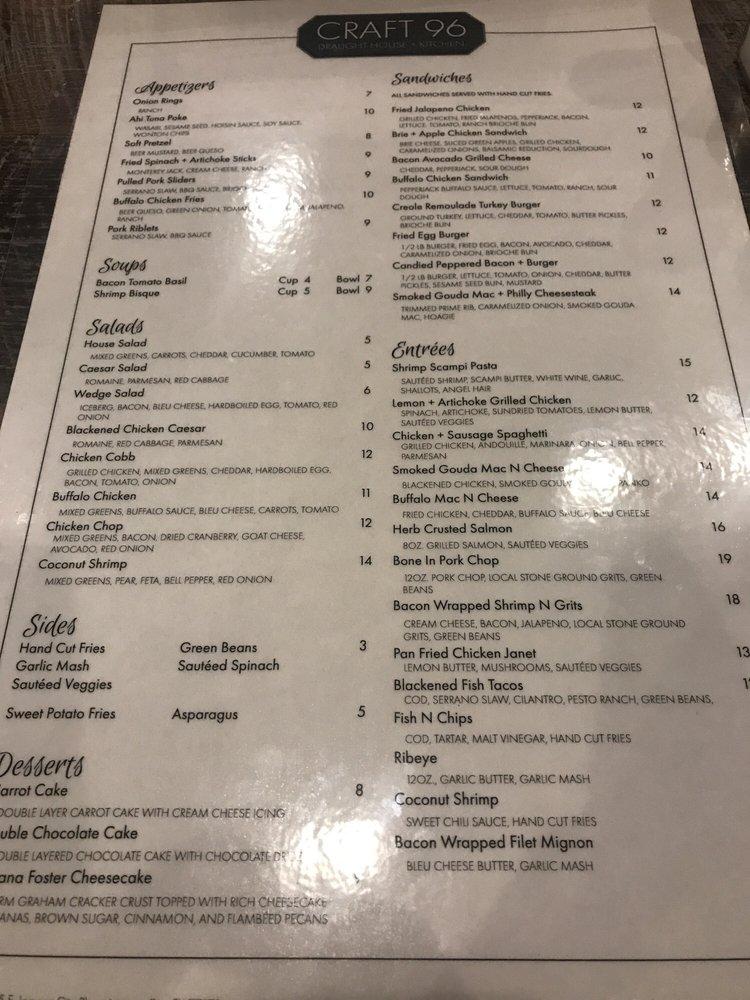 Menu at Craft 96 Draught House + Kitchen pub & bar, League City