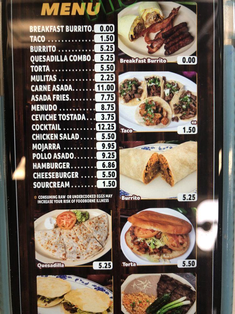 Menu at El Sazon restaurant, Portland, US-30