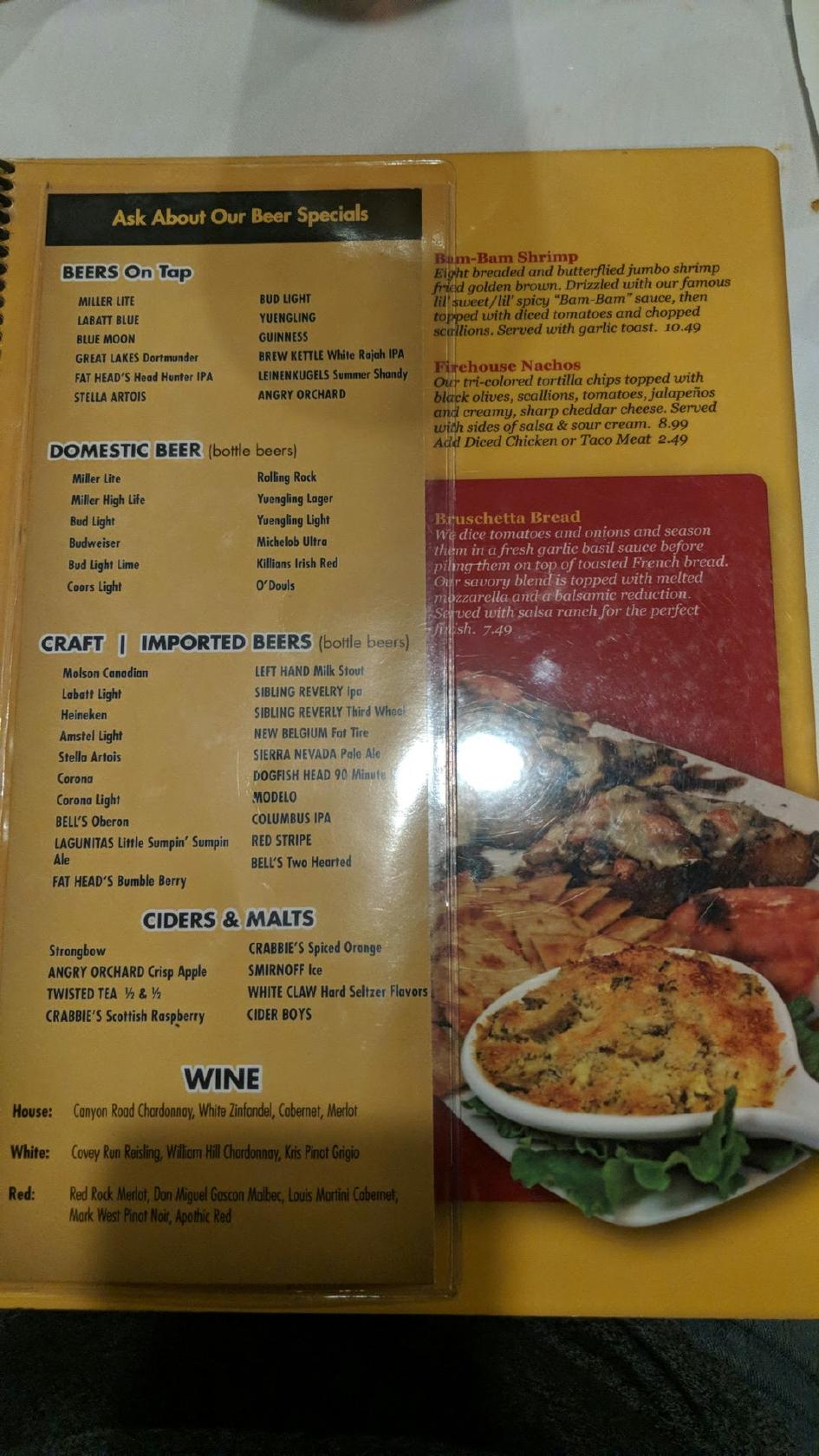 Menu at Firehouse Grille & Pub, Willoughby Hills