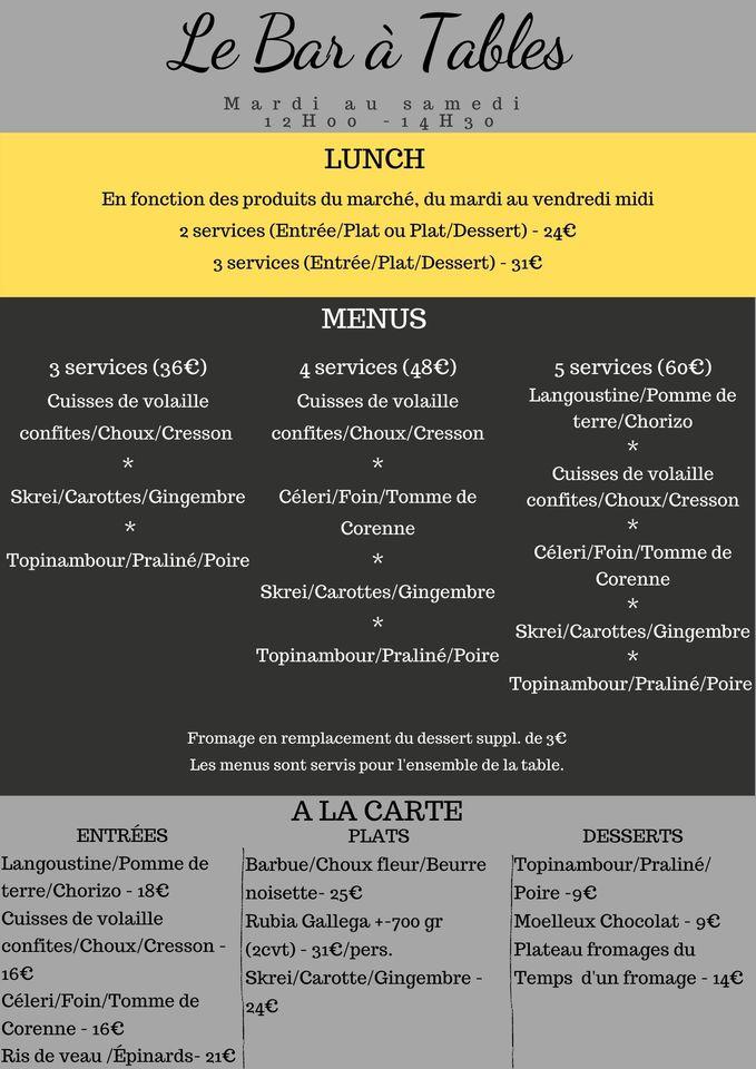 Menu au La Table du Vigneron, Ham-sur-Heure-Nalinnes