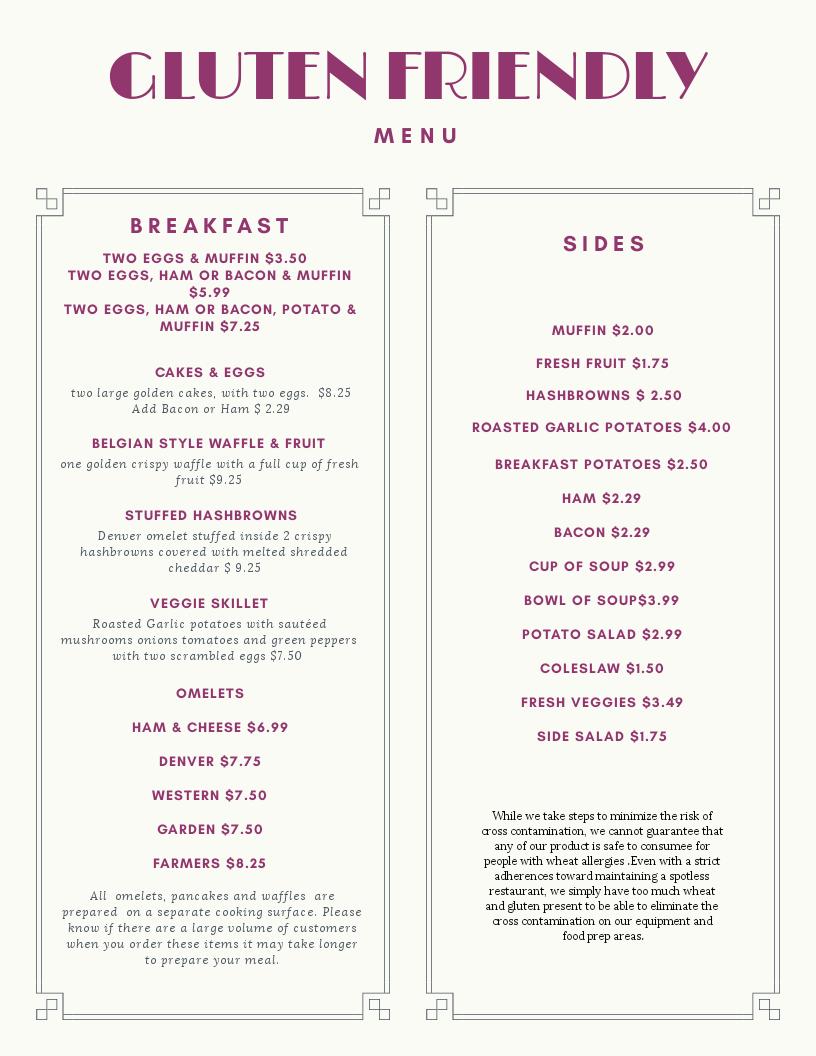 Menu at Perkz Cafe, Durand