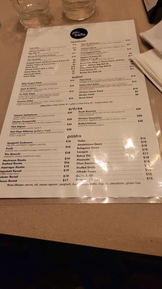 Menu at Piu Bella Pizza restaurant, New York City, 79-16 21st Ave