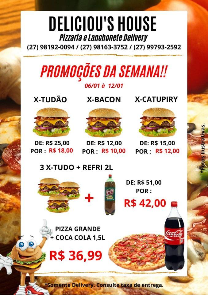 Menu at Pizzaria e Lanchonete Deliciou's House, Serra