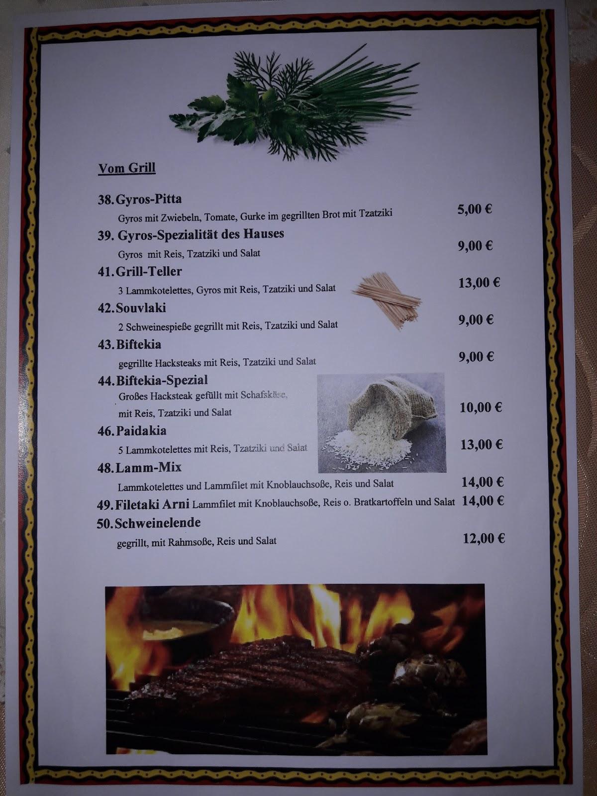 Menu au Restaurant Rhodos bei Rafi, Hünfelden