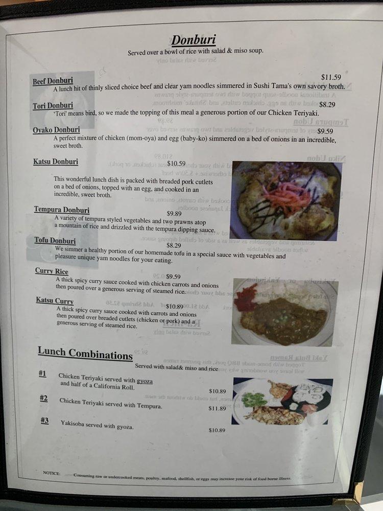 Menu at Sushi Tama Restaurant, Tacoma