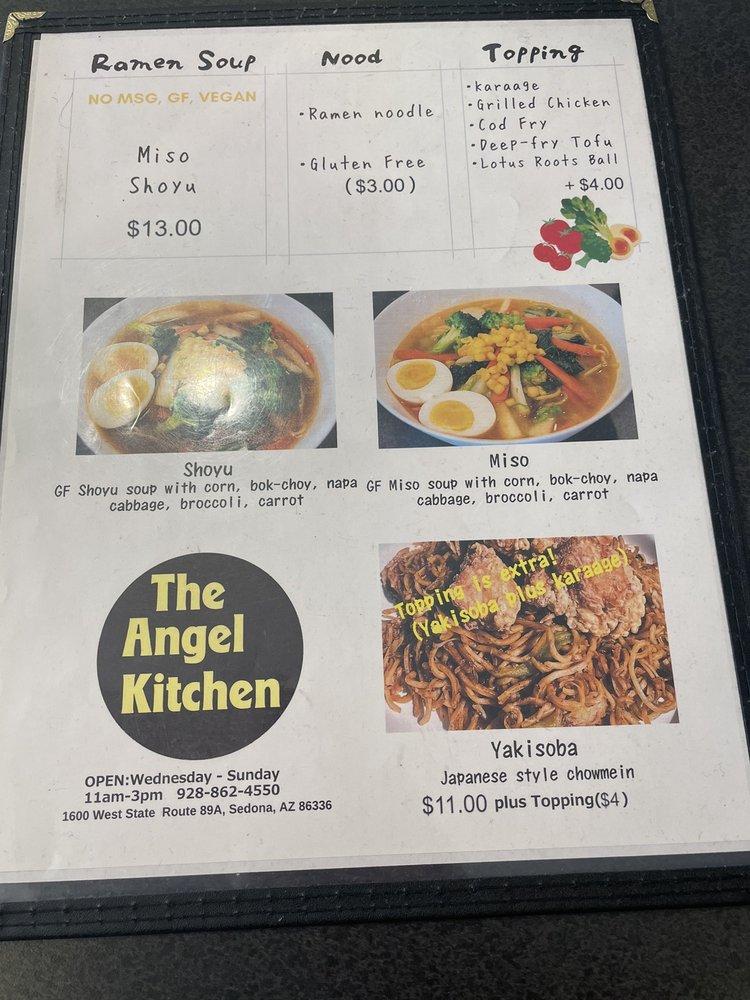 Menu at The Angel Kitchen restaurant, Sedona