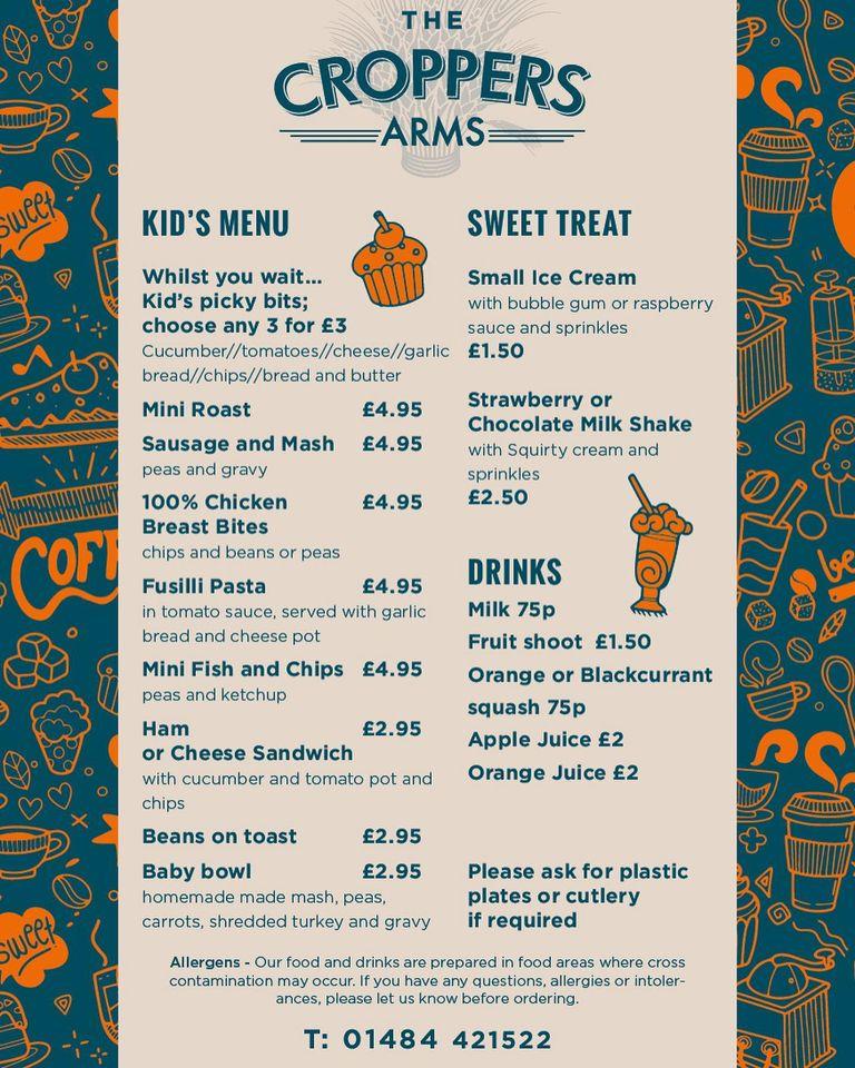 Menu at The Croppers Arms pub & bar, Huddersfield