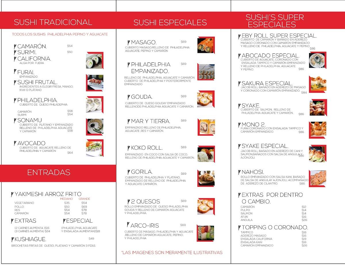 Menu at SUSHI MONO restaurant, Zapopan