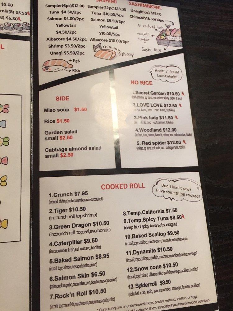 Menu at Sushi Box restaurant, Brea