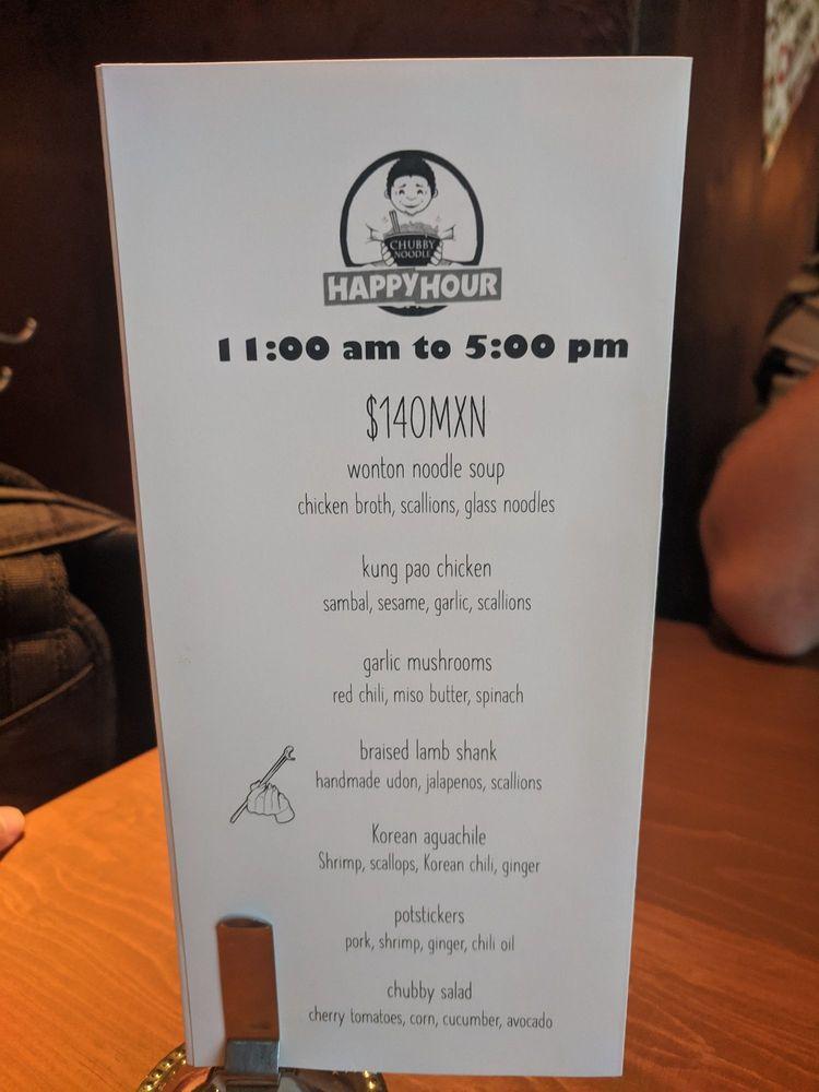 Menu at Chubby Noodle Cabo restaurant, Cabo San Lucas