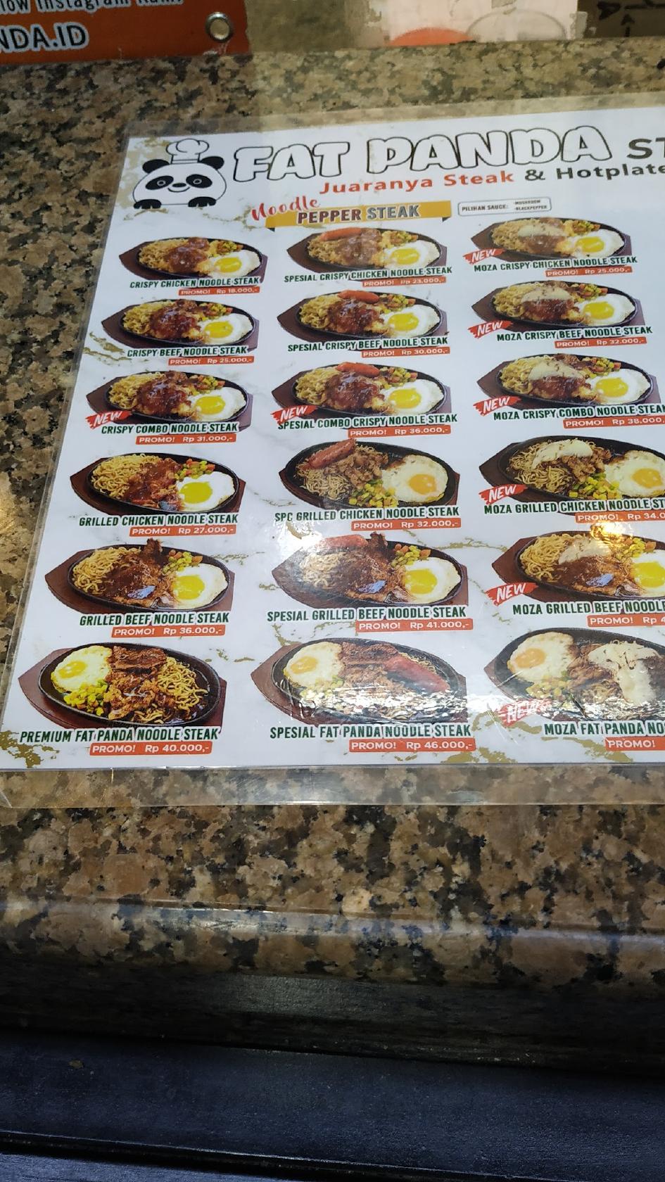 Carta de Fat Panda Spicy Streetfood, Malang