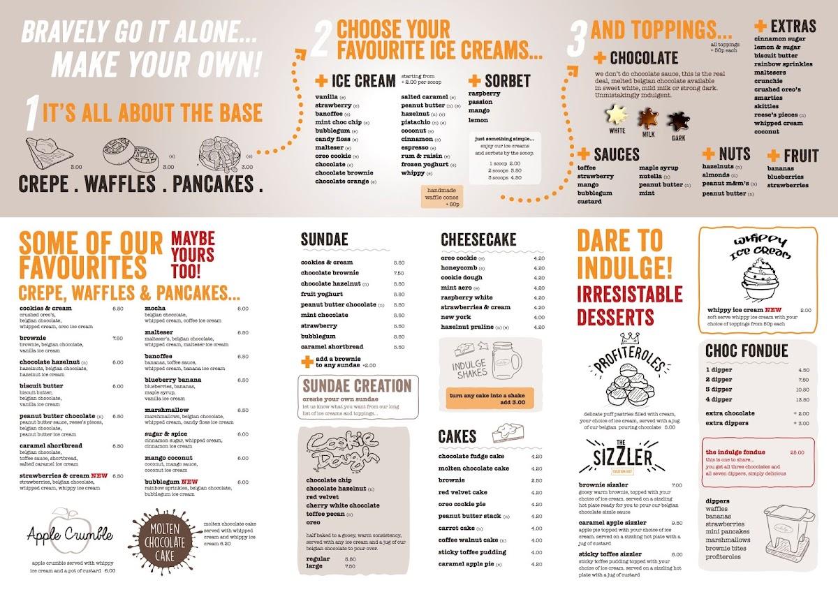 Menu at Indulge desserts, Pinner, 209-211 Marsh Rd