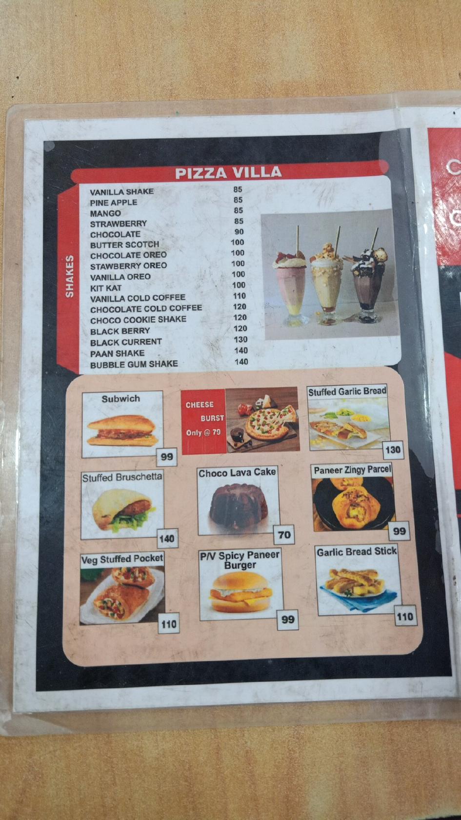Menu at Pizza Villa, Faridabad, Railway Rd
