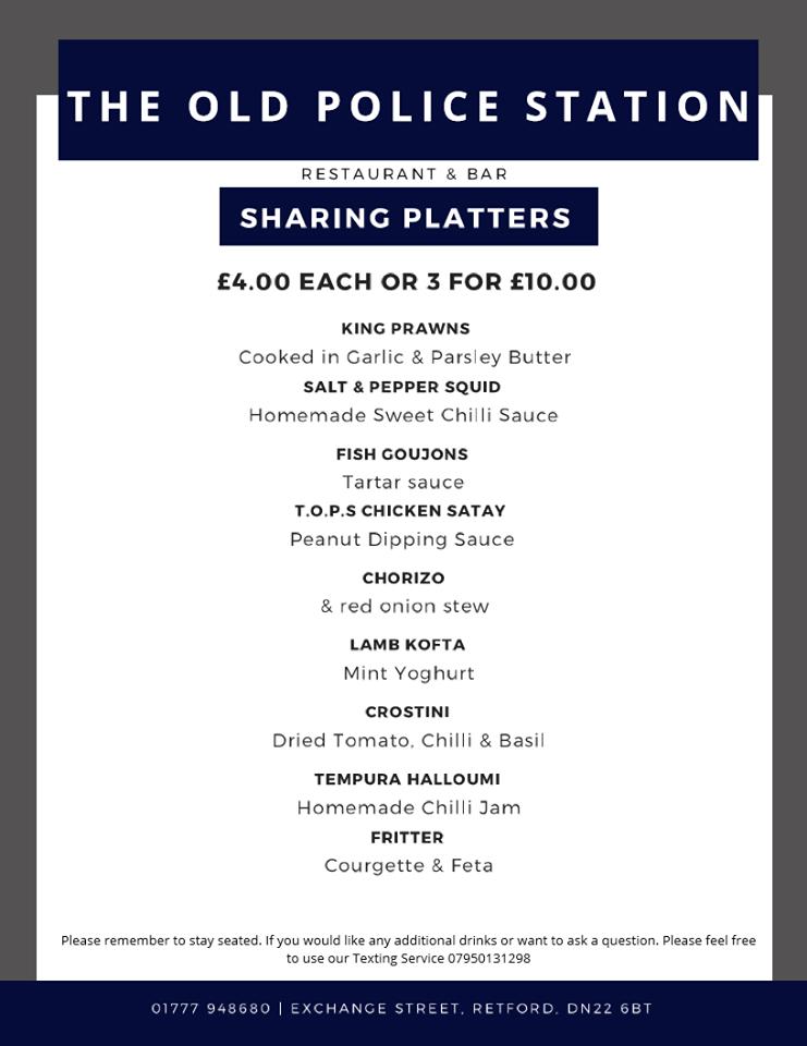 Menu at The Old Police Station restaurant, Retford