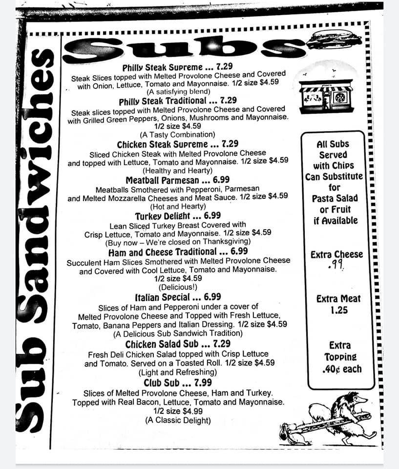 Menu at Two Dogs Pizza pizzeria, Pink Hill