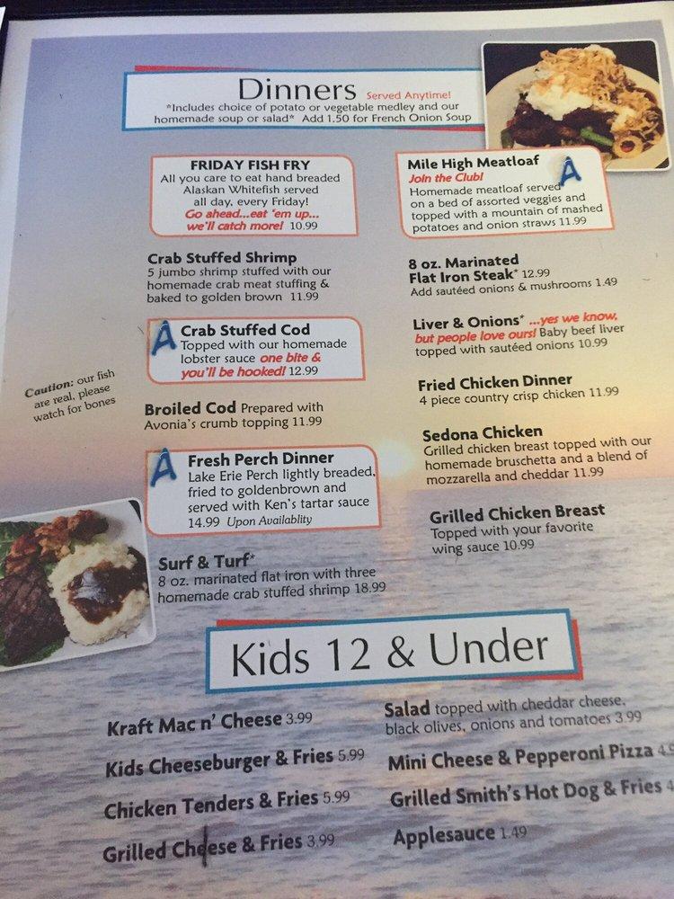 Menu at Avonia Tavern restaurant, Fairview