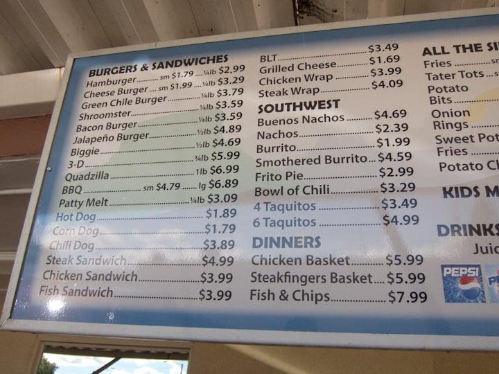Menu at Burger Boy Drive In restaurant, Cortez