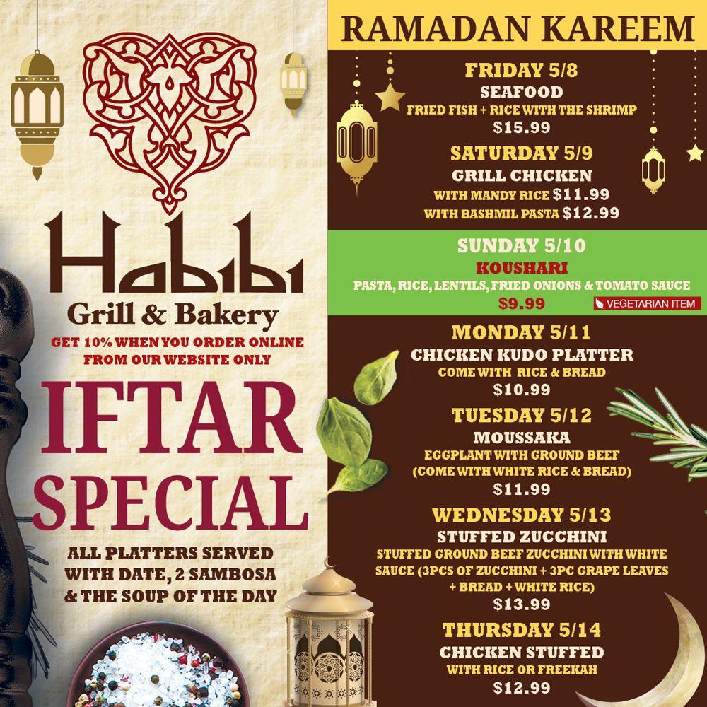 Menu at Habibi Grill & Bakery, Raleigh