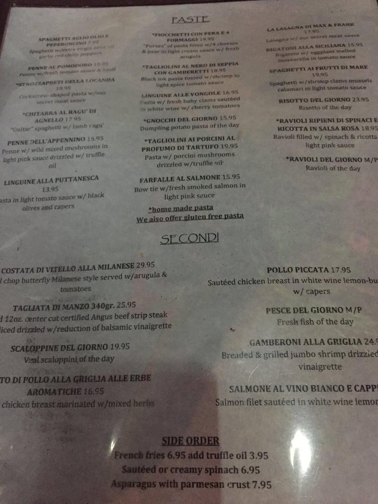 Menu at La Locanda restaurant bar pizzeria, Miami Beach, 419 Washington Ave