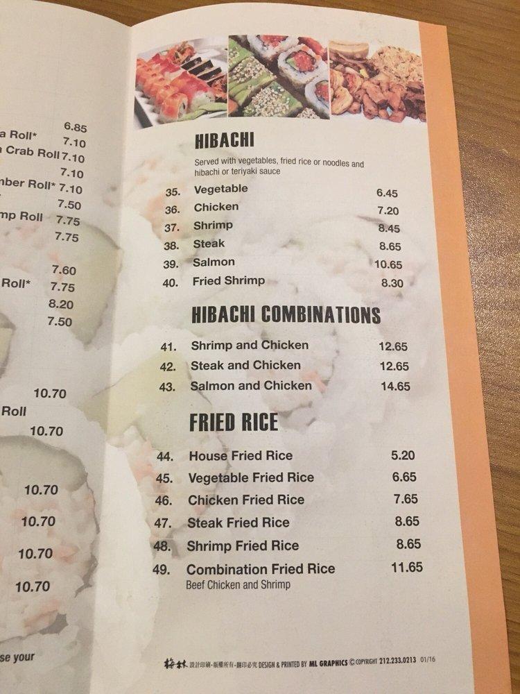 Menu at Mt. Fuji restaurant, Louisville