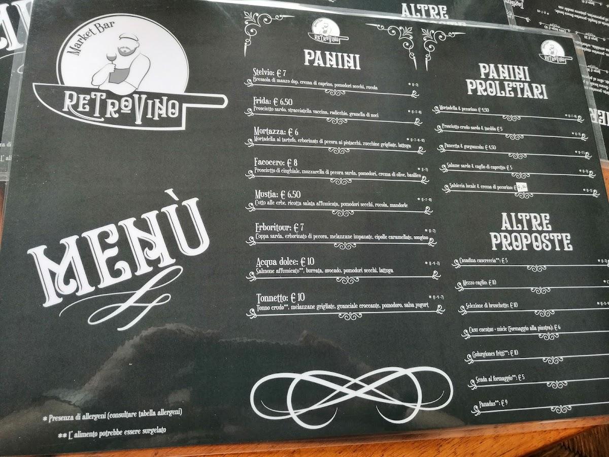 Menu at Retrovino market bar, Cala Gonone