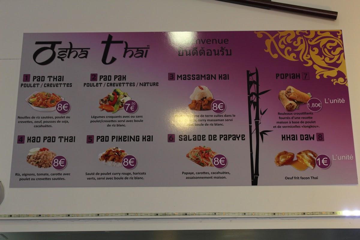 Menu at osha thai restaurant, Marseille