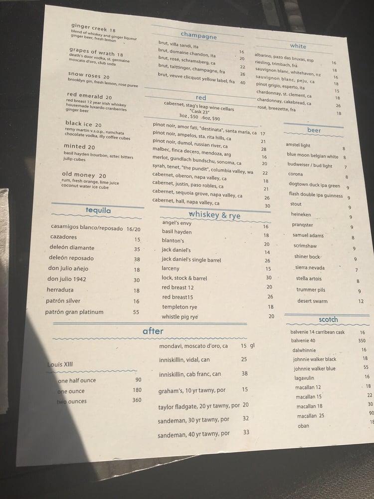 Menu at Cast & Plow restaurant, Marina del Rey