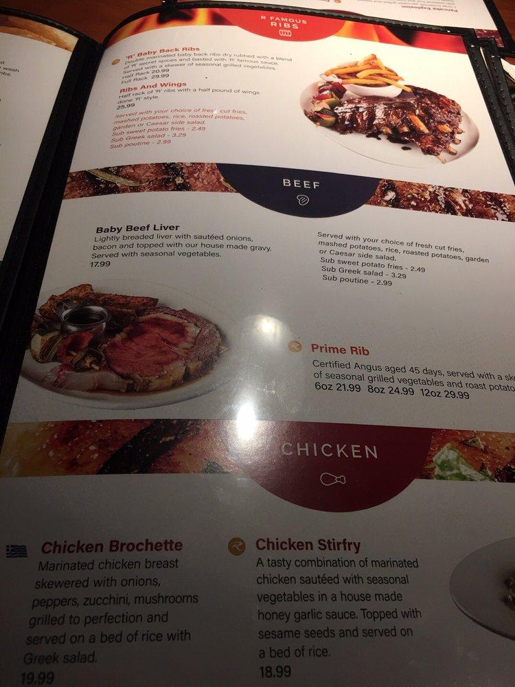 Menu at Chances R Restaurant, Ottawa