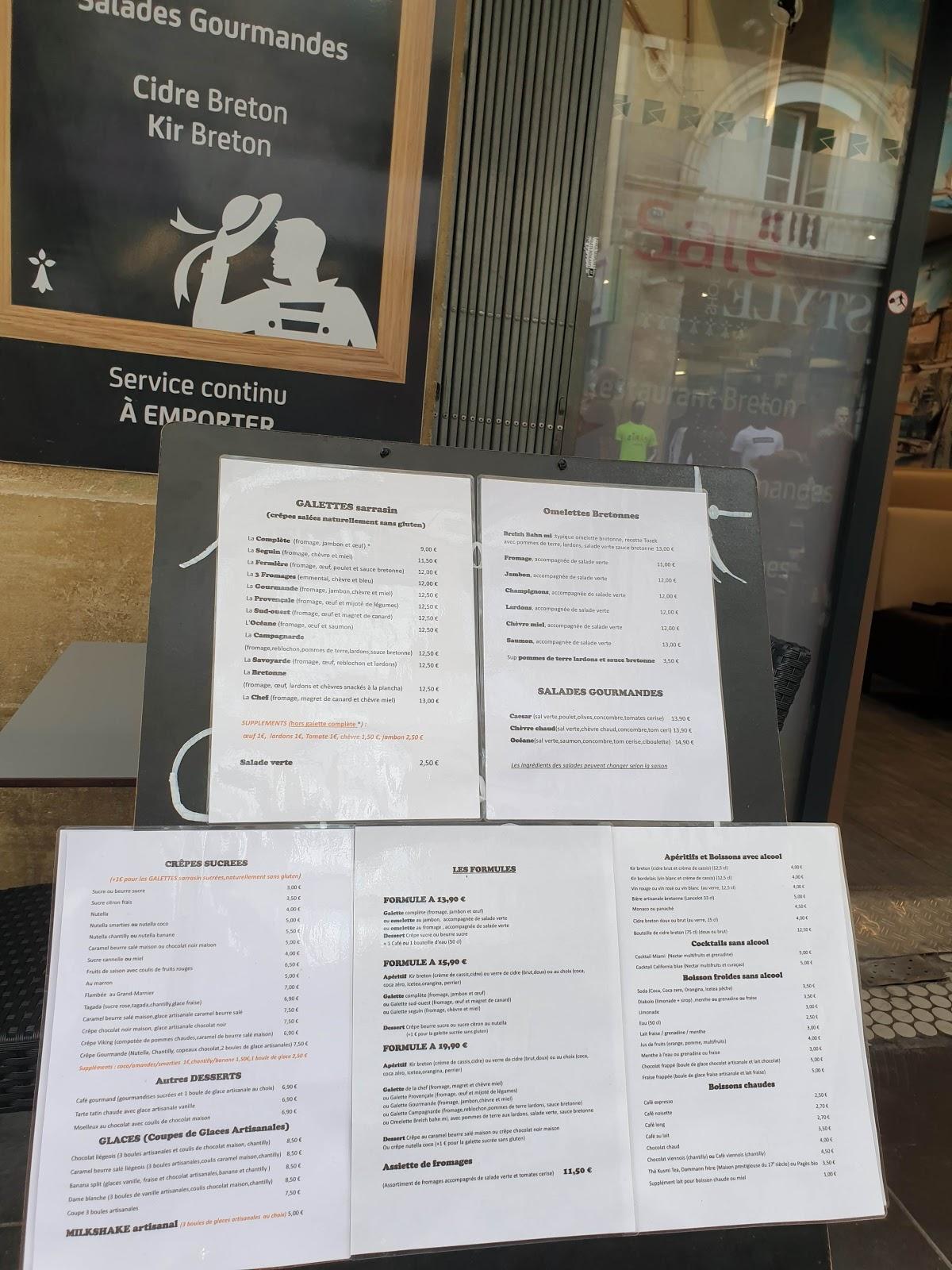 Menu at Gourmands restaurant, Bordeaux