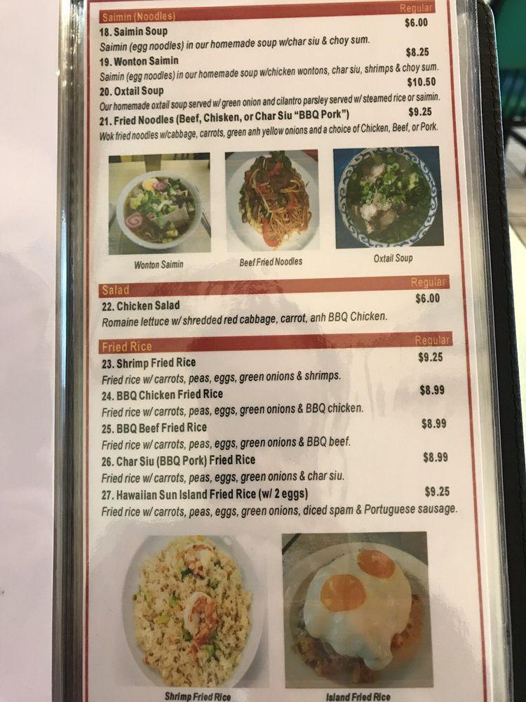 Menu at Hawaiian Sun BBQ, Everett