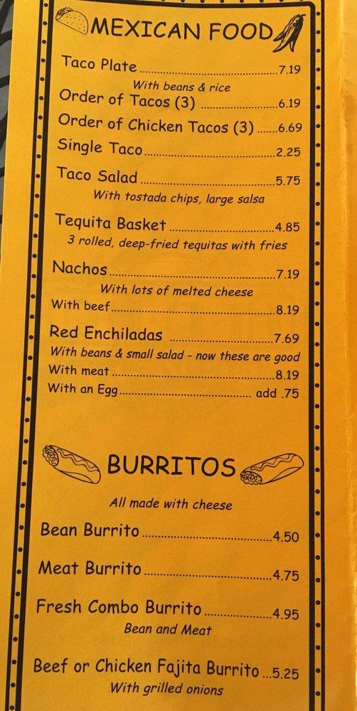 Menu at Hi-D-Ho Drive In fast food, Alamogordo