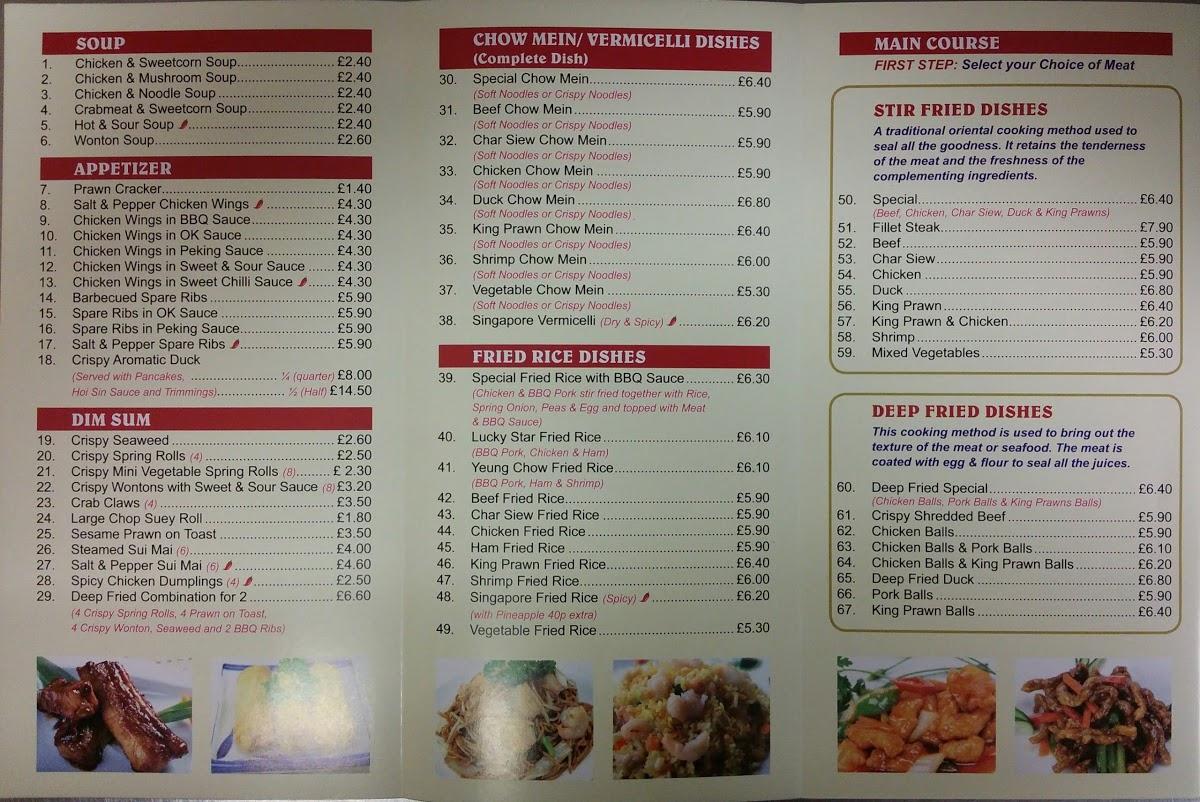 Menu at Lucky Star Chinese Takeaway @ Hutton restaurant, Preston
