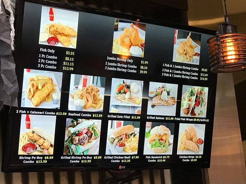 Menu at The Chippy restaurant, Anaheim