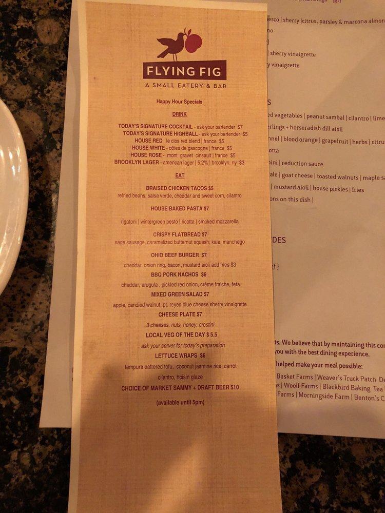 Menu at Flying Fig restaurant, Cleveland, Market Ave