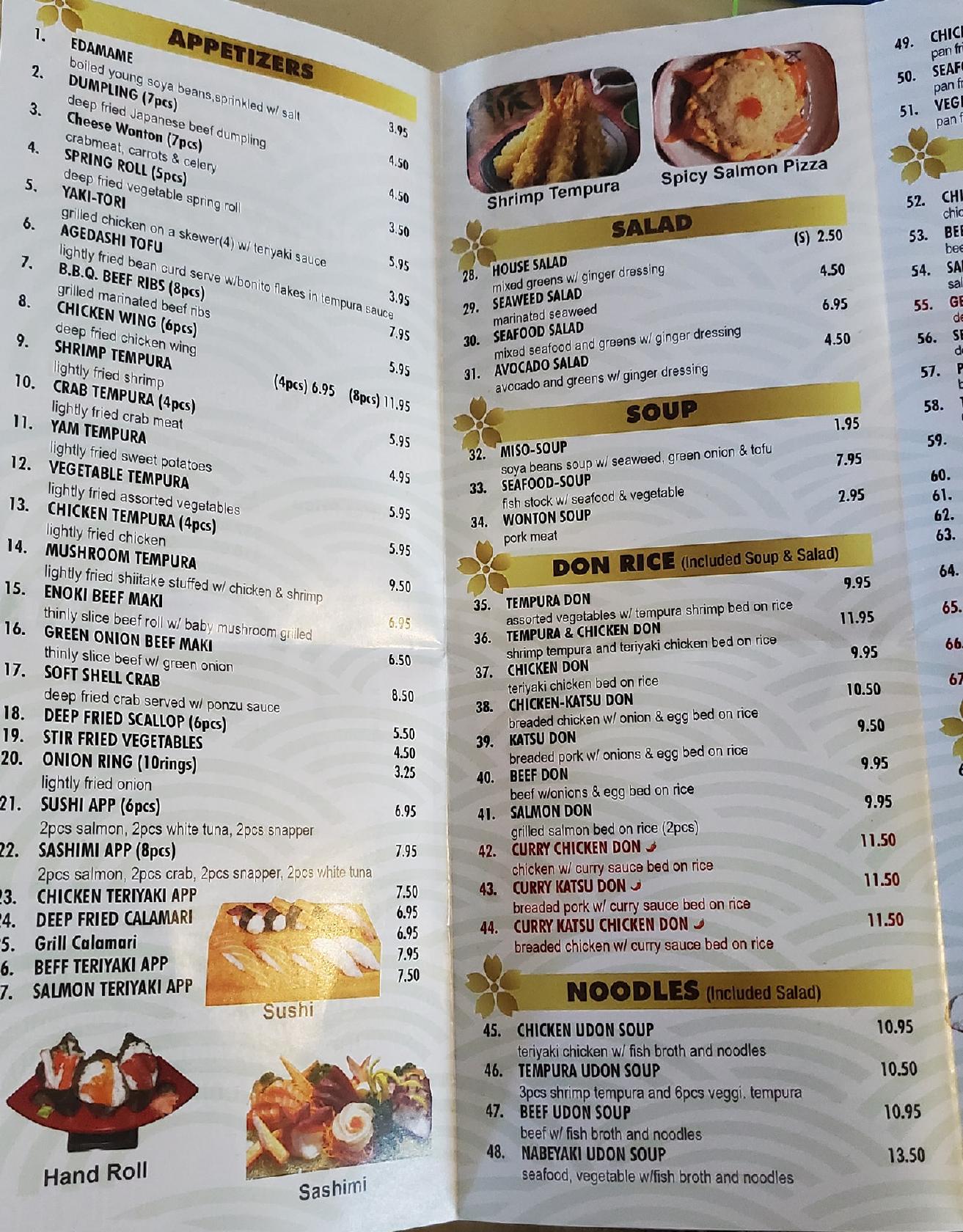 Menu at Mito Sushi Bowmanville Mall restaurant, Bowmanville