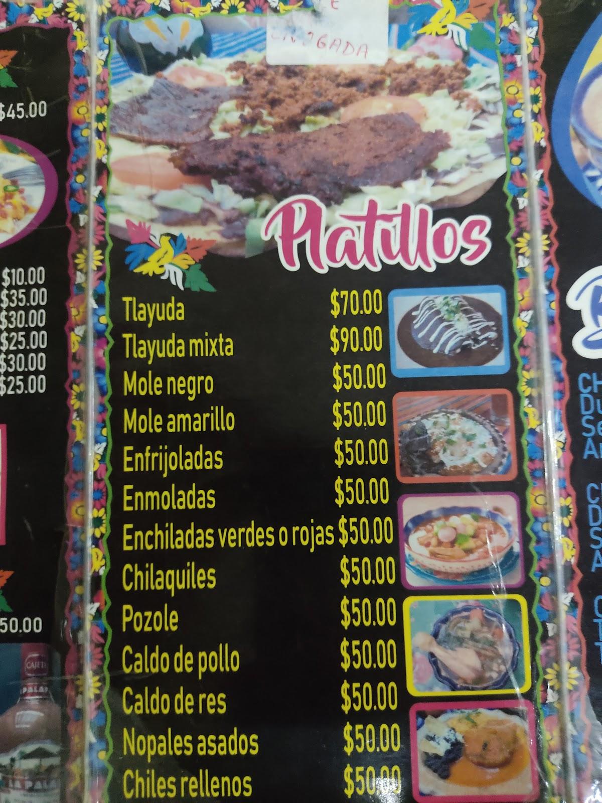 Menu at Oaxaca De Mil Sabores restaurant, Ixmiquilpan, Hidalgo 8