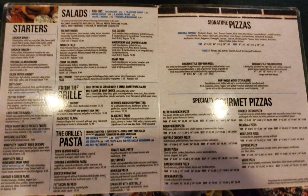Menu at Windy City Grille pub & bar, Hernando