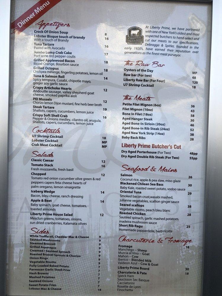 Menu at Liberty Bar, Jersey City