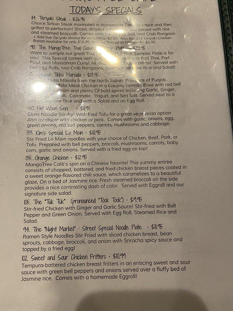 Menu at Mango Tree Cafe, Enid