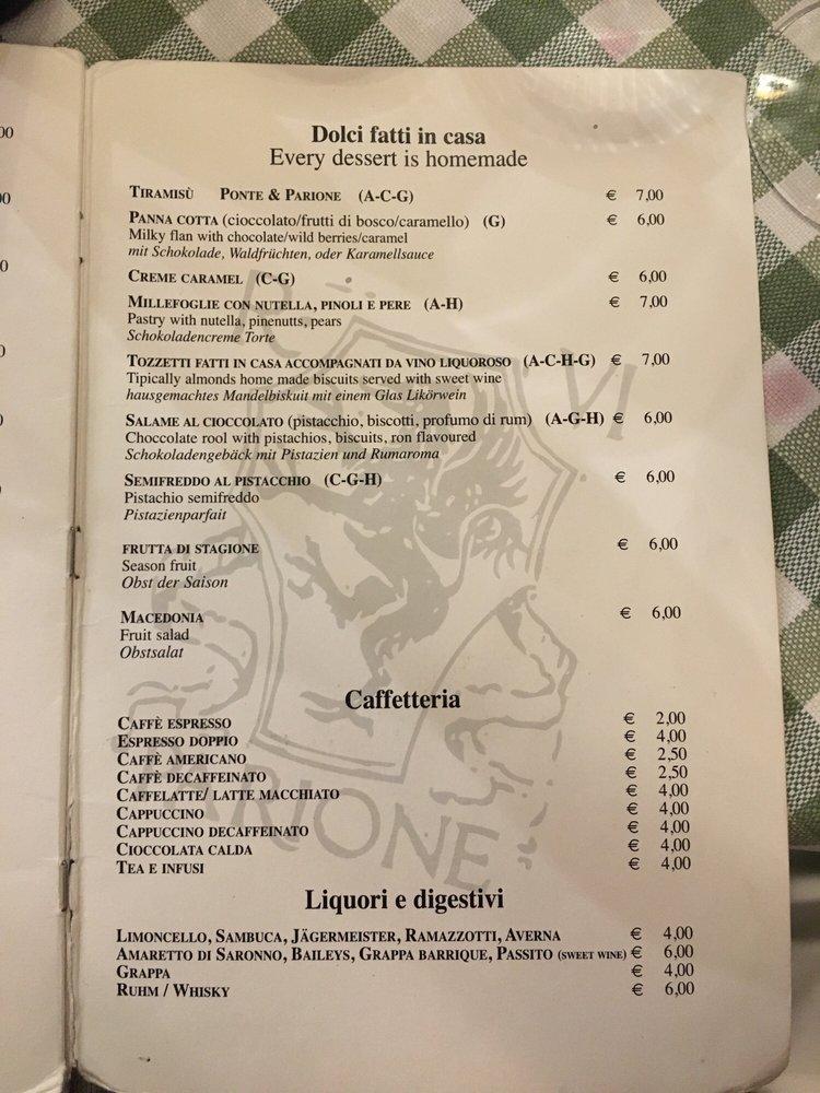 Menu at Ponte e Parione - Ristorante Piazza Navona, Rome