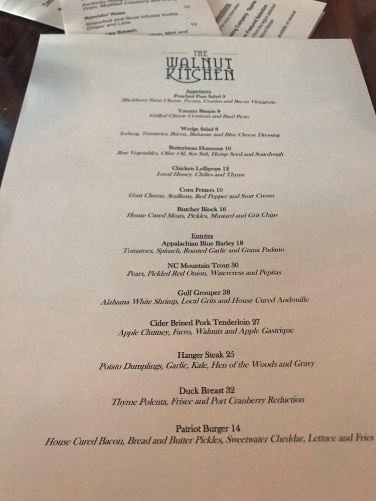 Menu at The Walnut Kitchen steakhouse, Maryville