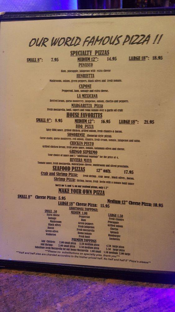 Menu at Al Capone's Seafood and Pizzeria, Puerto Peñasco
