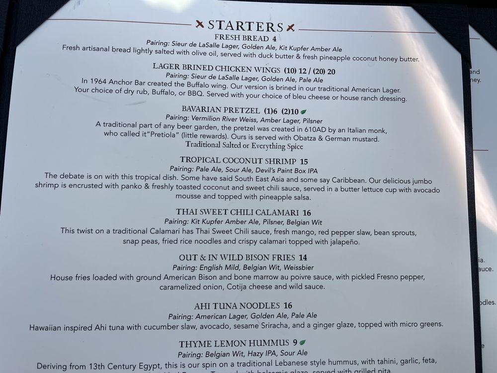 Menu at Hangar Two By Tangled Roots Brewing Company pub & bar, Glenview