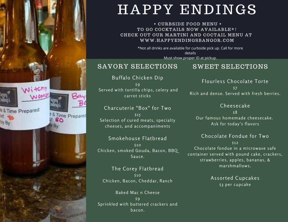 Menu at Happy Endings pub & bar, Bangor