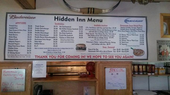 Menu at Hidden Inn Bar & Grill, Kendall