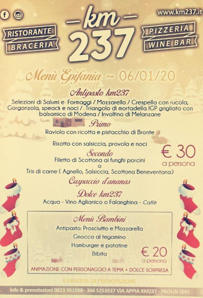 Menu da Km 237 pizzeria, Paolisi