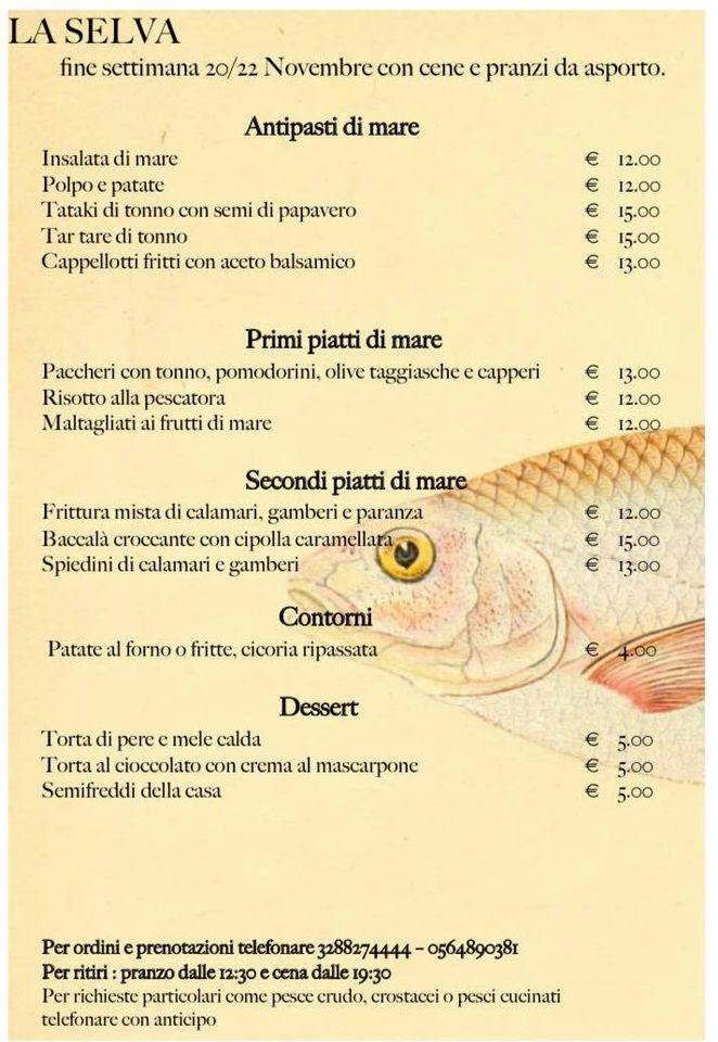 Menu da La Selva ristorante, Selva Nera