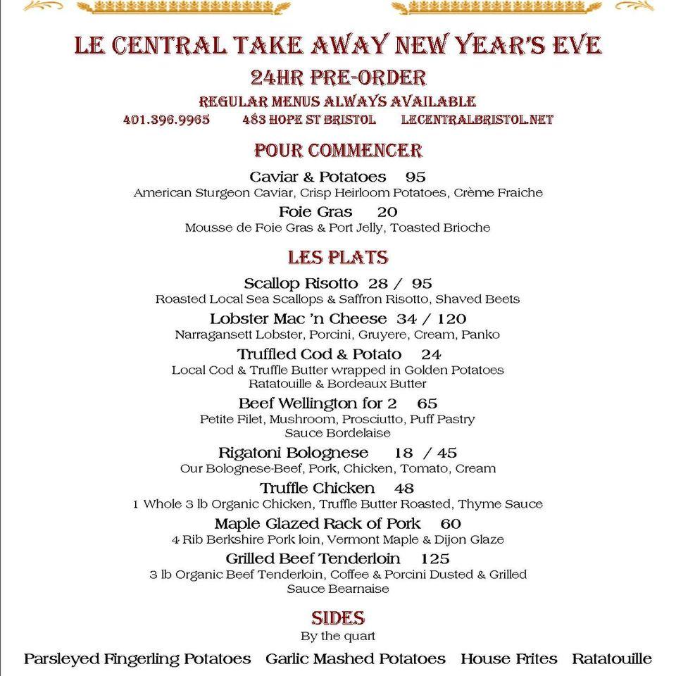 Menu at Le Central pub & bar, Bristol, 483 Hope St